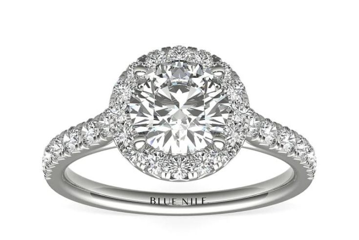 In a pavé diamond ring setting small diamonds lined across the band ...